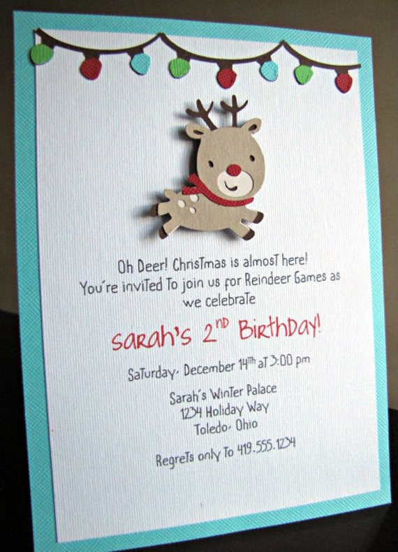 Reindeer Invitations, Winter Party Invite, Christmas Birthday, Holiday ...