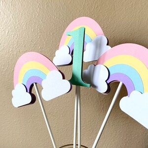 Rainbow Birthday Centerpiece Sticks: Pastel Party Table Decor - Etsy