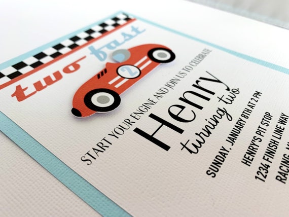 Vintage Race Car Invitations, Two Fast Birthday Invitation, Fast One ...