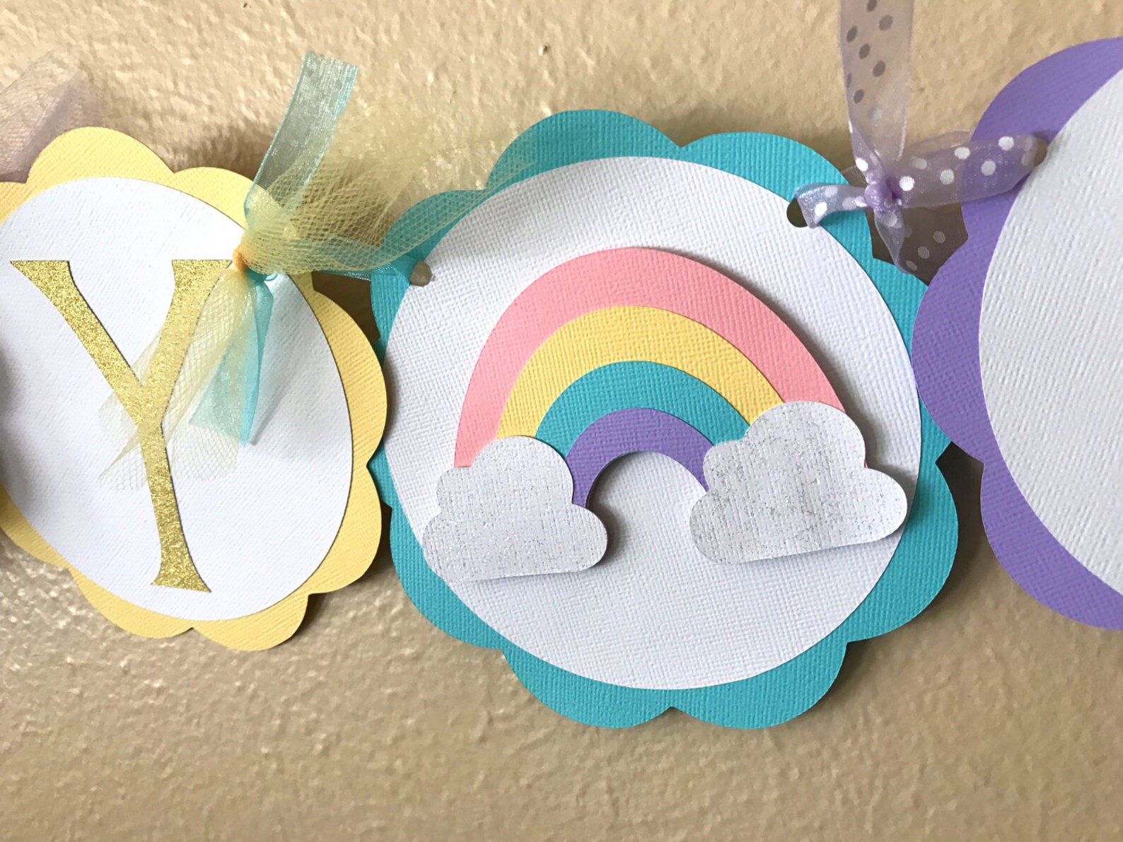 Rainbow Party Banner Pastel Rainbow Birthday Decoration - Etsy