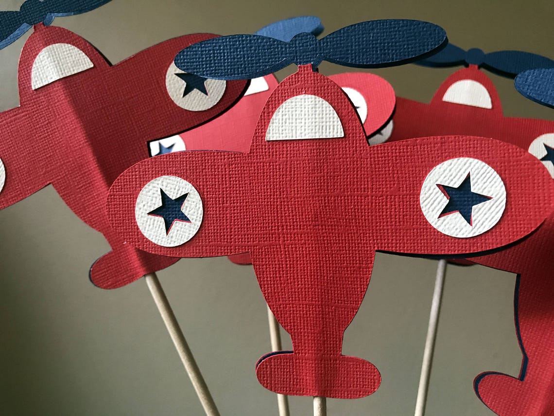 Airplane Party Centerpiece, Vintage Biplane Baby Shower Decoration ...