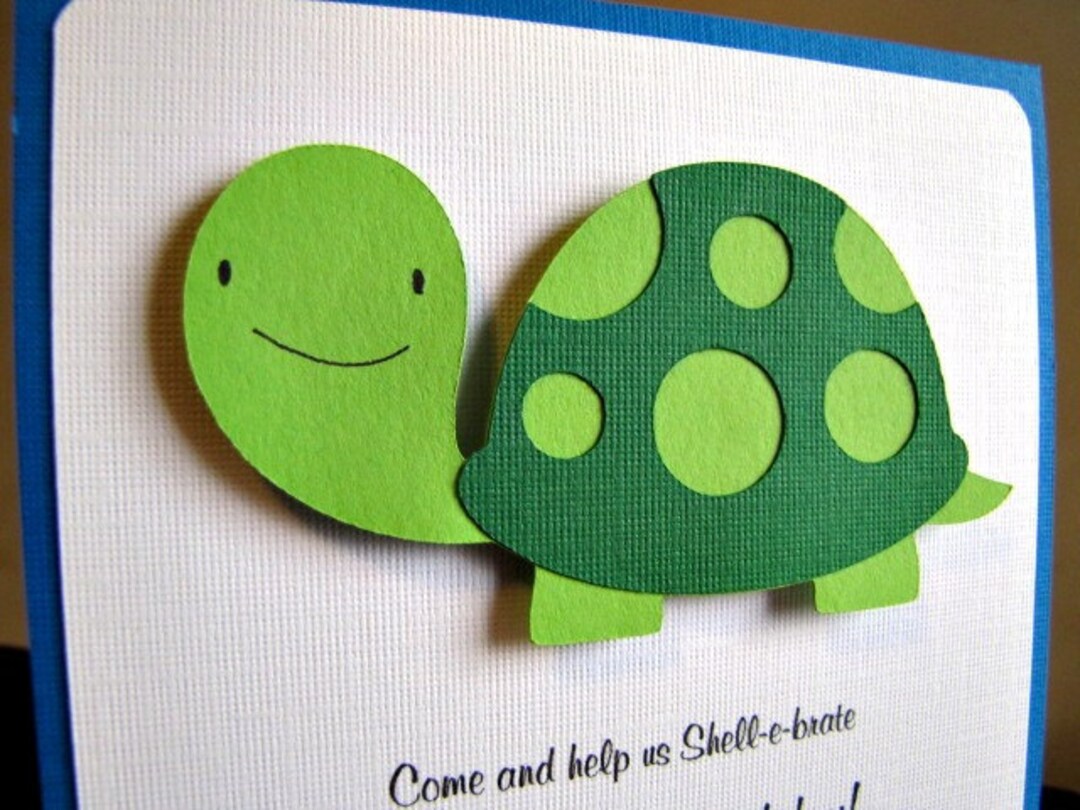 Turtle Birthday Party Invitations, Turtle Baby Shower Invites, Set of ...