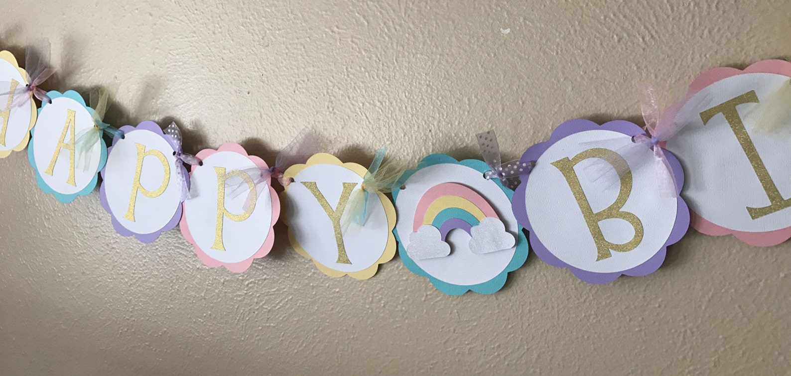 Rainbow Party Banner Pastel Rainbow Birthday Decoration - Etsy