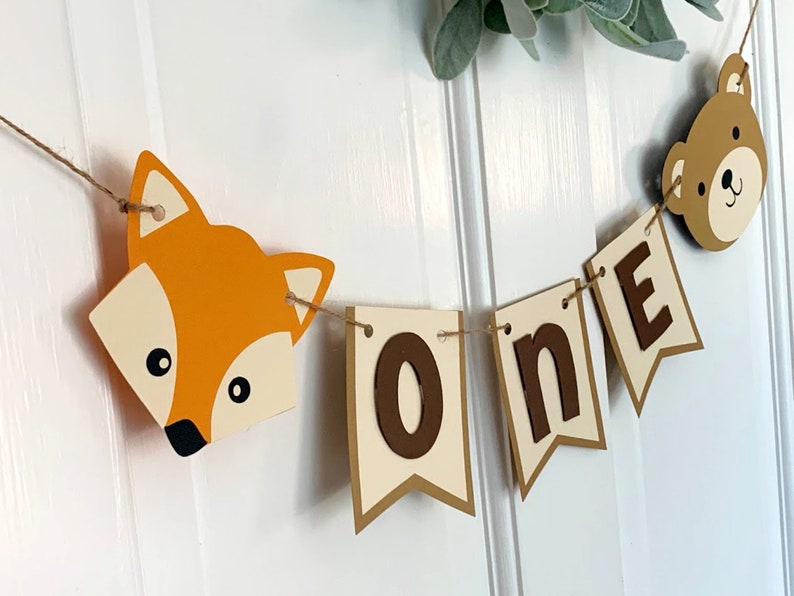 Woodland High Chair Banner Forest Animal 1st Birthday - Etsy