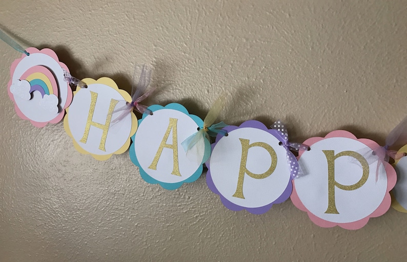 Rainbow Party Banner Pastel Rainbow Birthday Decoration | Etsy
