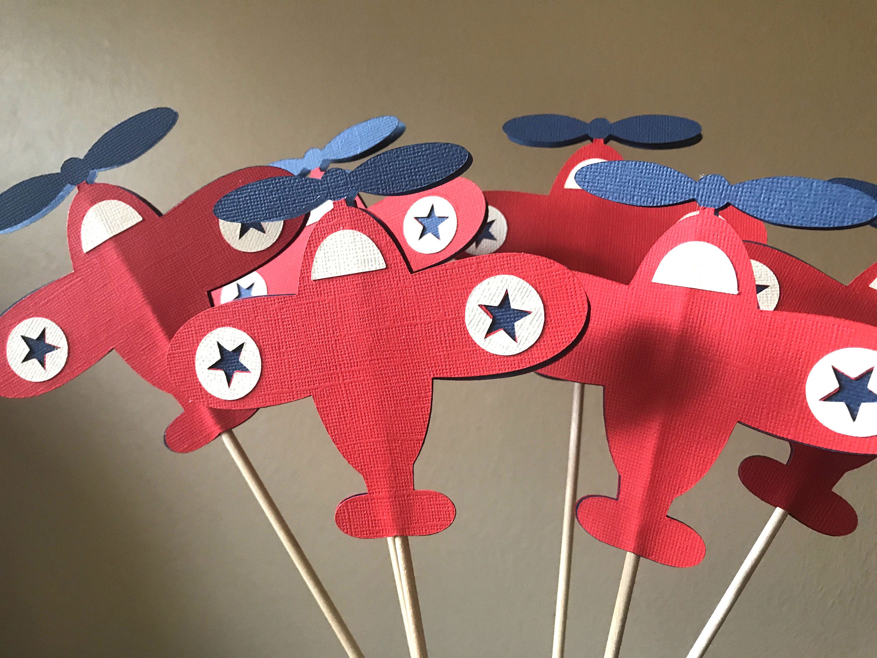 Airplane Party Centerpiece, Vintage Biplane Baby Shower Decoration ...