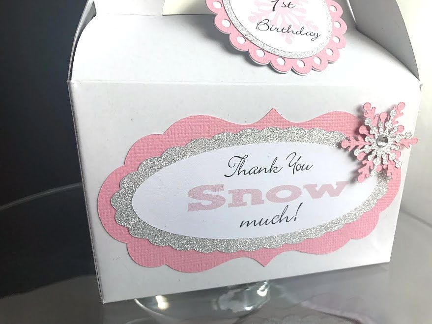 Snowflake Favor Boxes: Winter Wonderland Party Treat, Pink Onederland ...