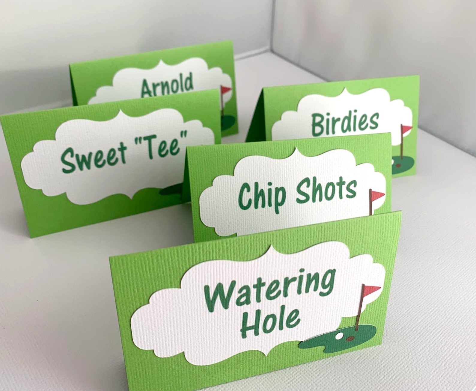 Golf Party Food Labels, Masters Birthday Place Cards, Hole in One Party ...