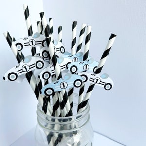 Fast One Party Straws, Retro Race Car Birthday Decoration, Two Fast ...