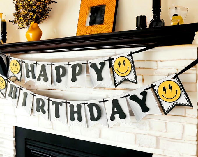 Smiley Face Banner, One Cool Dude Banner, Happy Dude Banner, Checkered ...