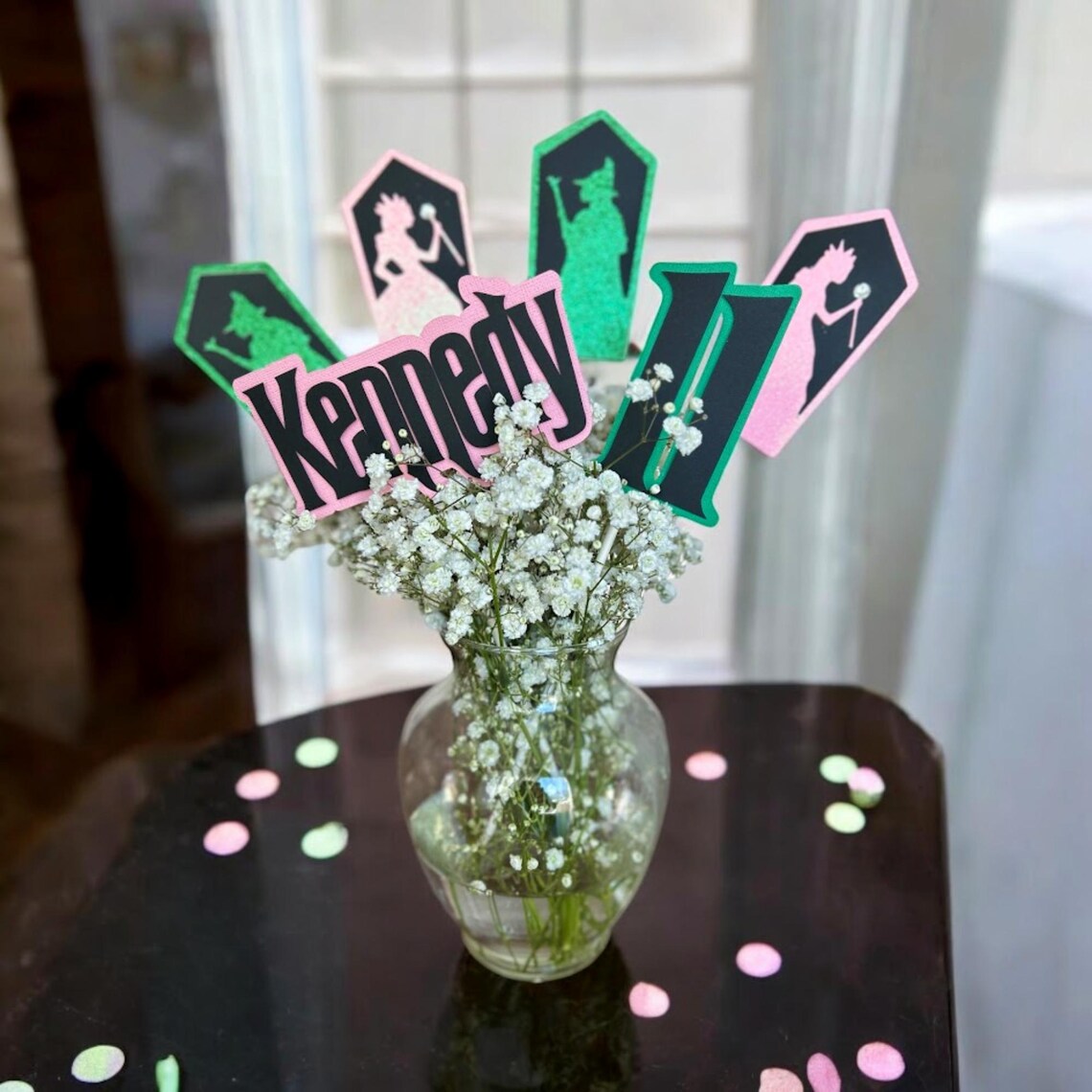 Good Witch Bad Witch Birthday Party Centerpiece. Wicked Pink & Green ...