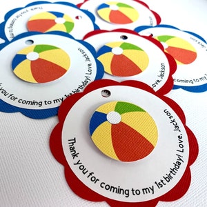 Beach Ball Favor Tags, Personalized Beachball Birthday Party Thank You ...