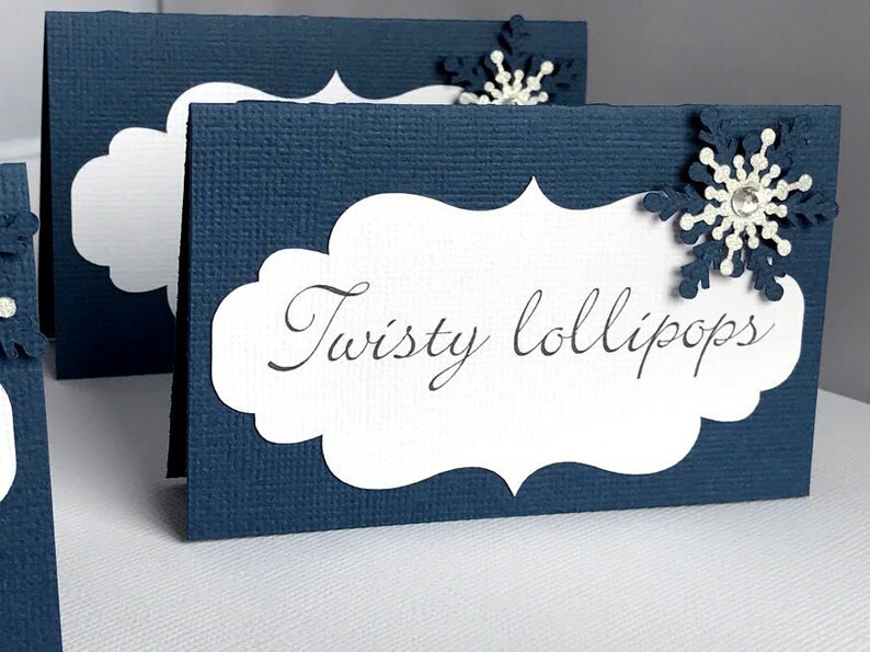 Snowflake Place Cards Winter Wonderland Food Labels Winter - Etsy