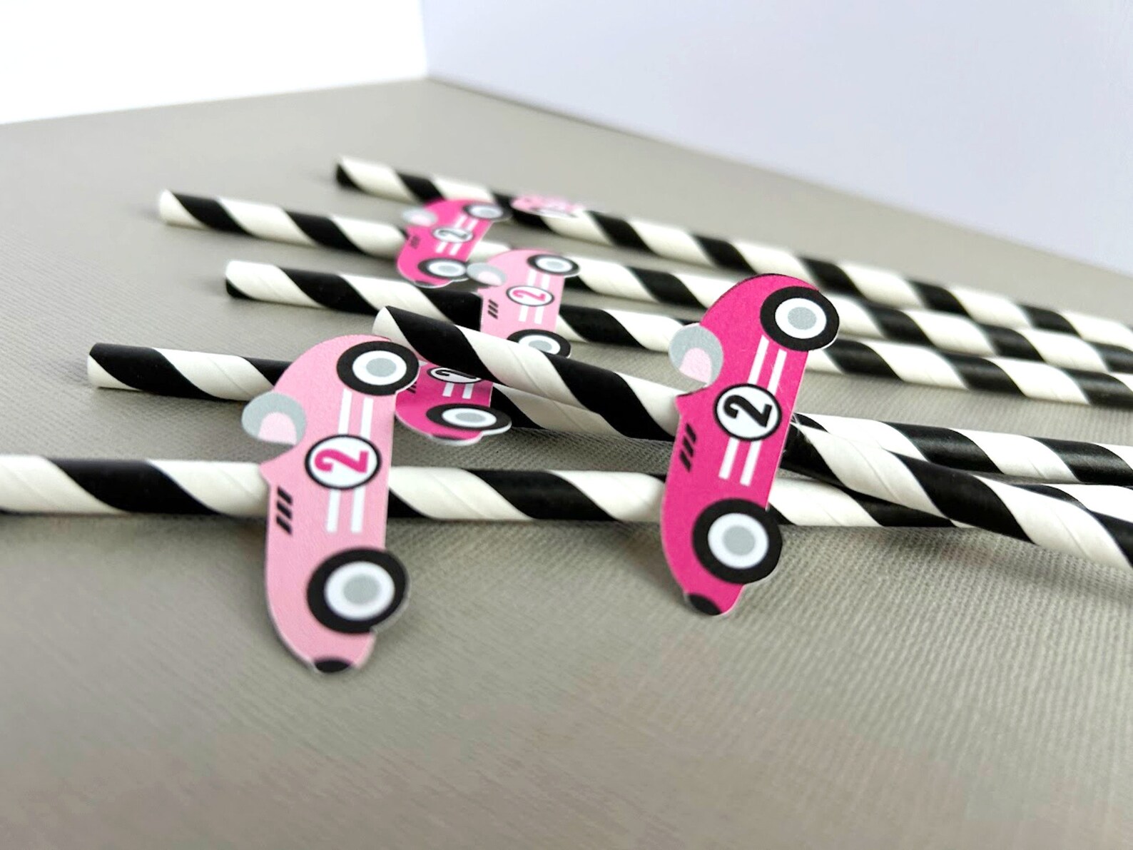 Pink Race Car Straws, Girl Two Fast Party Favor, Fast One Birthday ...