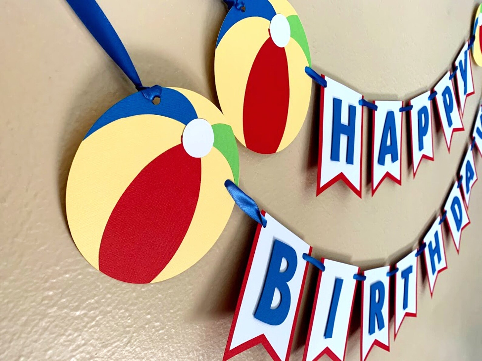 Beach Ball Birthday Party Banner Pool Party Decoration - Etsy