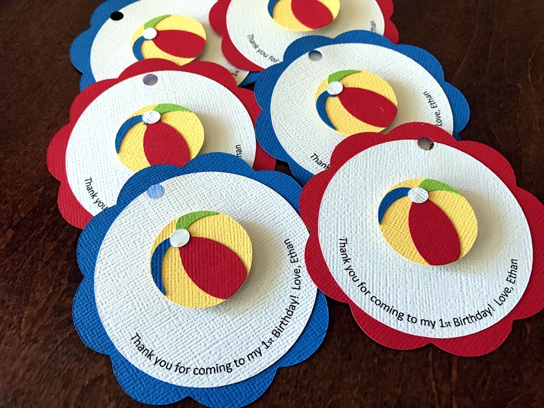 Beach Ball Favor Tags Girl Swim Party Goodie Bag Tags Pool - Etsy