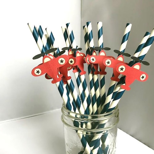 Airplane Cupcake Toppers Vintage Biplane Party Decoration - Etsy