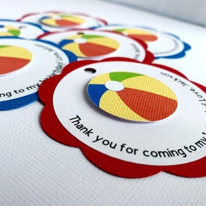 Beach Ball Favor Tags, Personalized Beachball Birthday Party Thank You ...