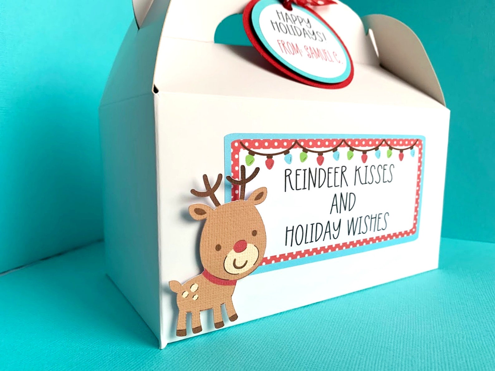 Reindeer Party Favor Boxes: Christmas Goodie Treat Box, Cookie Exchange ...