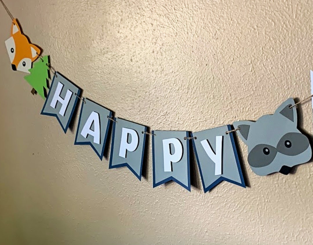 Woodland Party Banner,forest Animal Birthday Banner,wild One Birthday ...