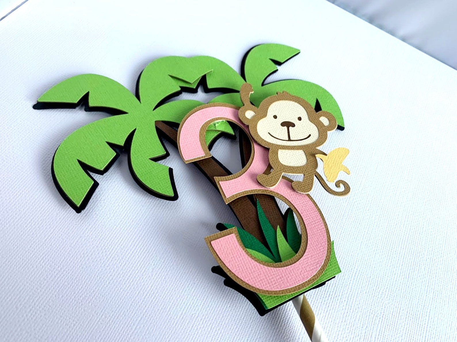 Monkey Party Cake Topper Girl Monkey Birthday Decoration | Etsy