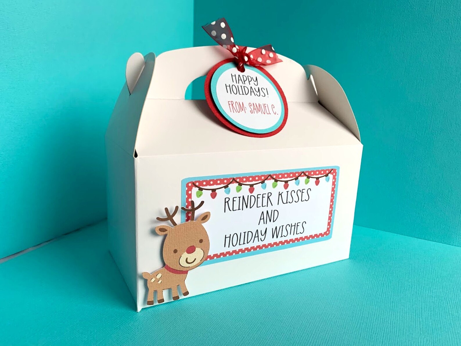 Reindeer Party Favor Boxes: Christmas Goodie Treat Box, Cookie Exchange ...