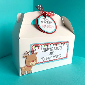 Reindeer Party Favor Boxes: Christmas Goodie Treat Box, Cookie Exchange ...