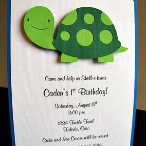 Turtle Birthday Party Invitations, Turtle Baby Shower Invites, Set of ...