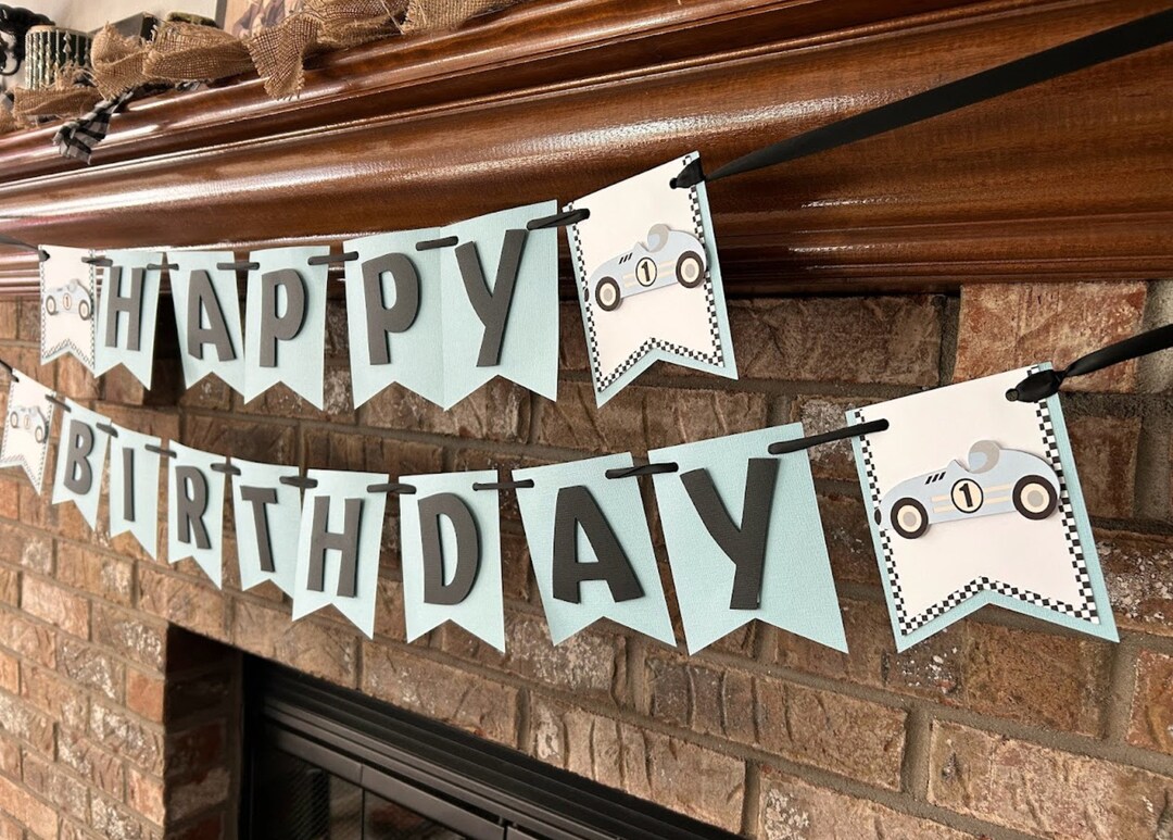 Fast One Party Banner, Racing Party Birthday Decoration, Two Fast Retro ...