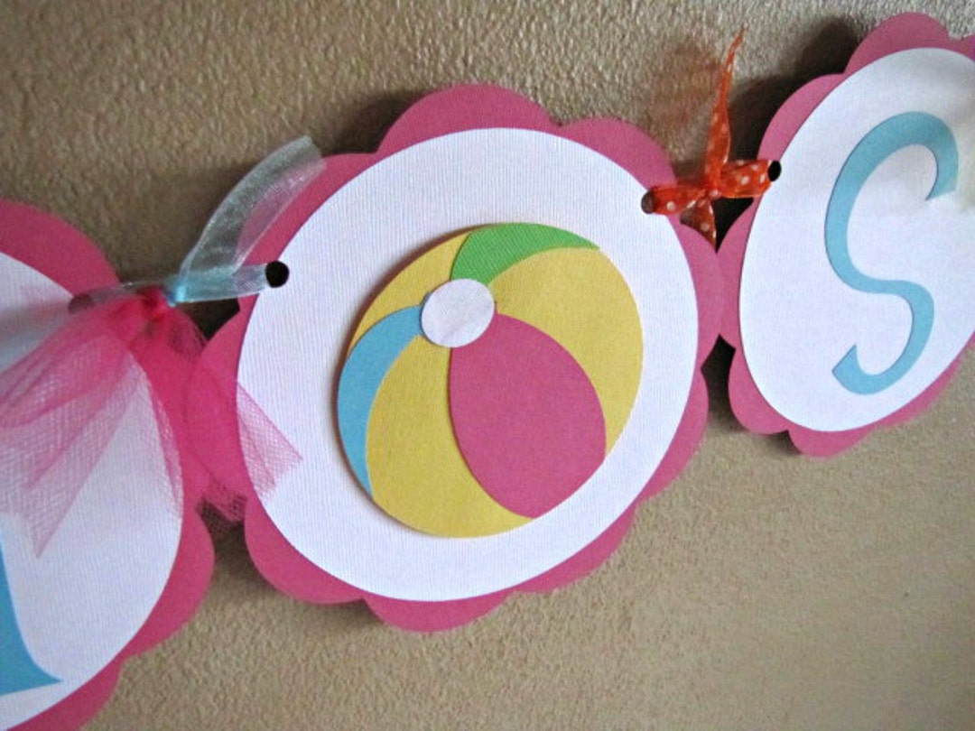 Beach Ball Party Banner, Beachball Birthday Decoration, Pool Party ...