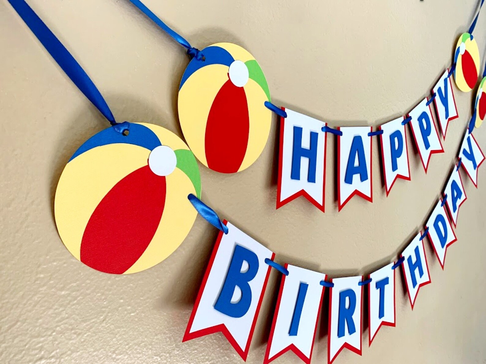 Beach Ball Birthday Party Banner Pool Party Decoration - Etsy