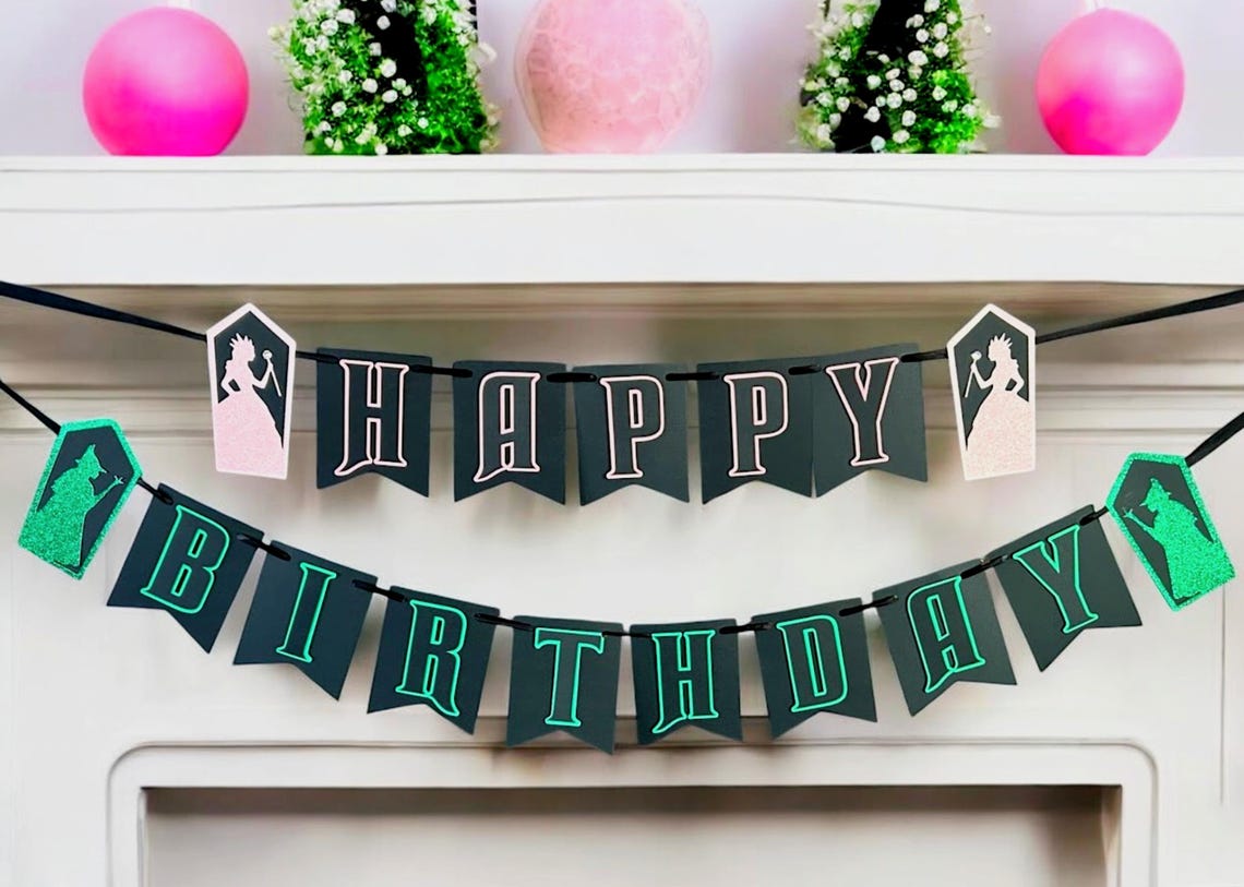 Good Witch Bad Witch Party Banner, Pink Green Birthday Decoration ...