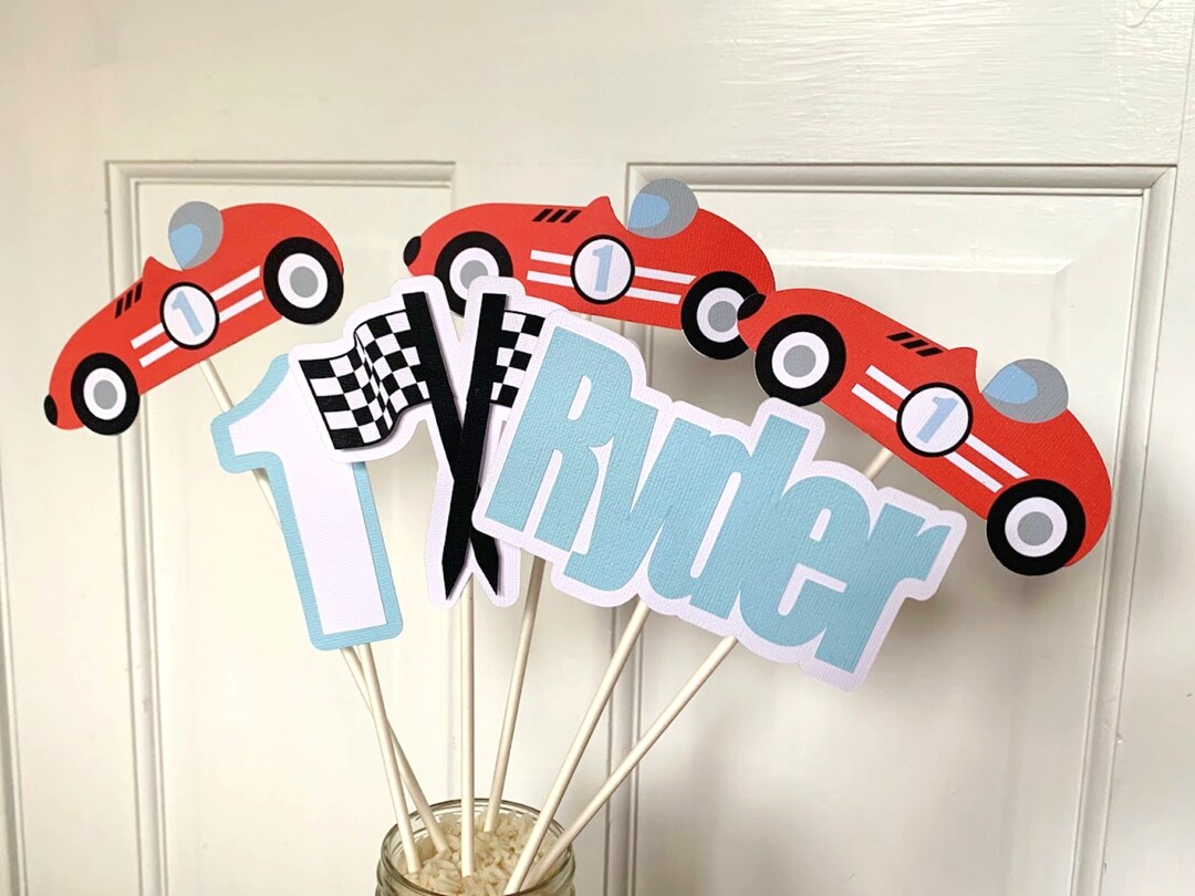 Vintage Race Car Centerpiece, Personalized Fast One Party Decoration ...