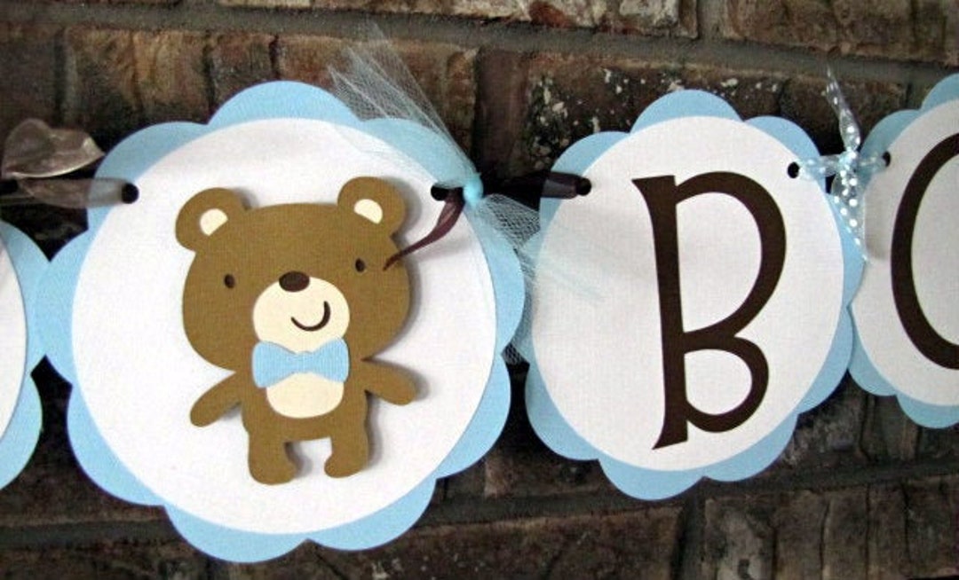 Teddy Bear Banner, Bear Birthday Party Decoration, Boy Baby Shower ...