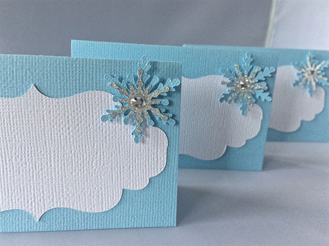 Snowflake Place Cards Winter Wonderland Food Labels Winter | Etsy