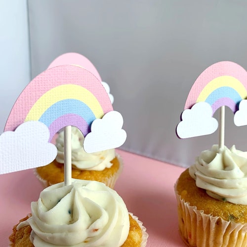 Rainbow Cupcake Toppers - Etsy