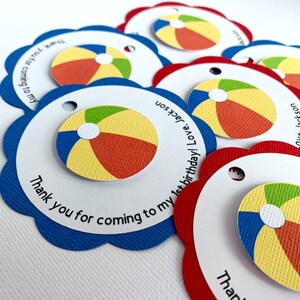 Beach Ball Favor Tags, Personalized Beachball Birthday Party Thank You ...