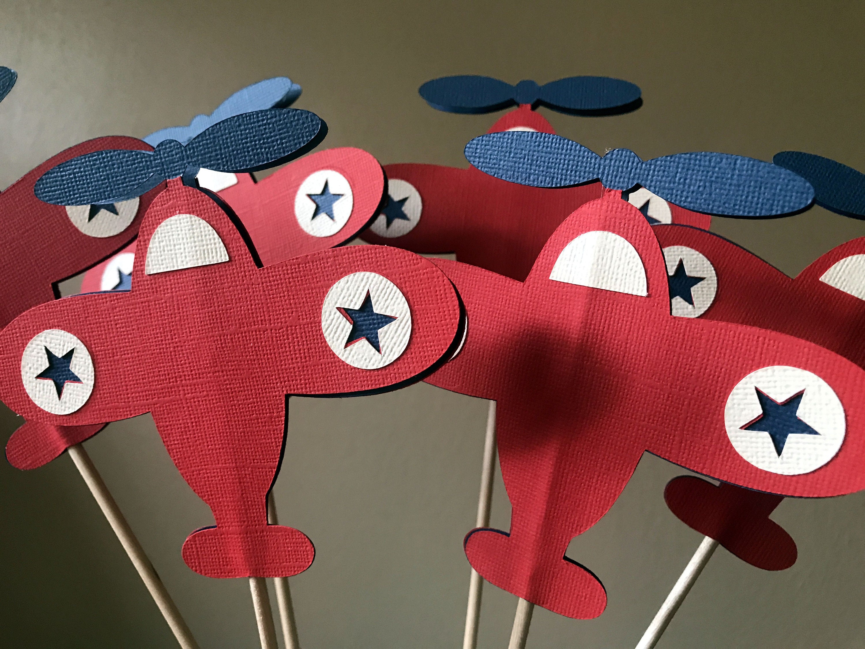 Airplane Party Centerpiece, Vintage Biplane Baby Shower Decoration ...