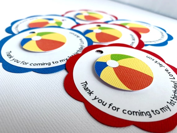 Beach Ball Favor Tags Personalized Beachball Birthday Party - Etsy