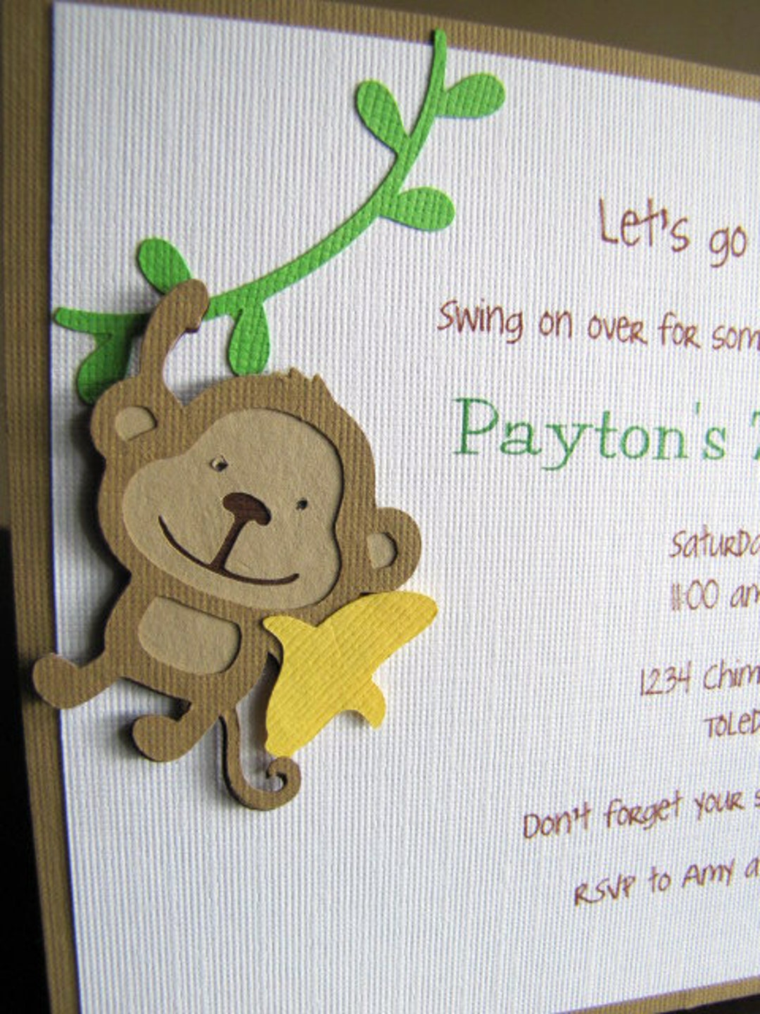 Monkey Party Invitations, Jungle Birthday Party, Safari Baby Shower ...