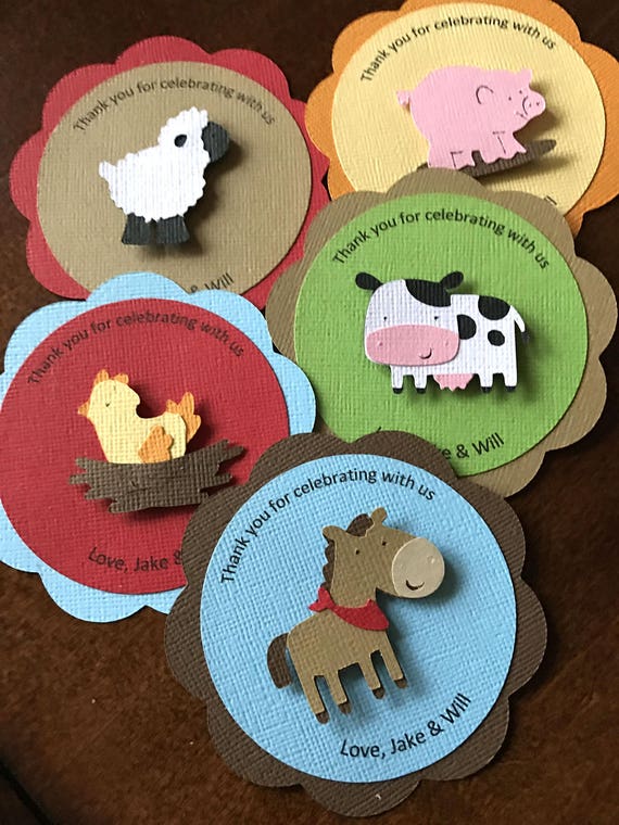 Farm Animal Favor Tags, Barn Birthday Party Goodie Bag Tag, Farm Baby ...