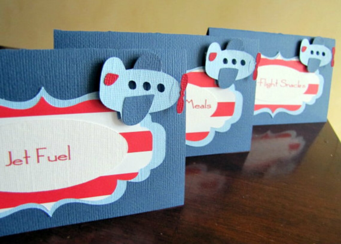 Airplane Food Tent Cards: Time Flies Party Place Cards, Set of 10 - Etsy