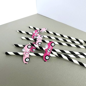 Pink Race Car Straws, Girl Two Fast Party Favor, Fast One Birthday ...