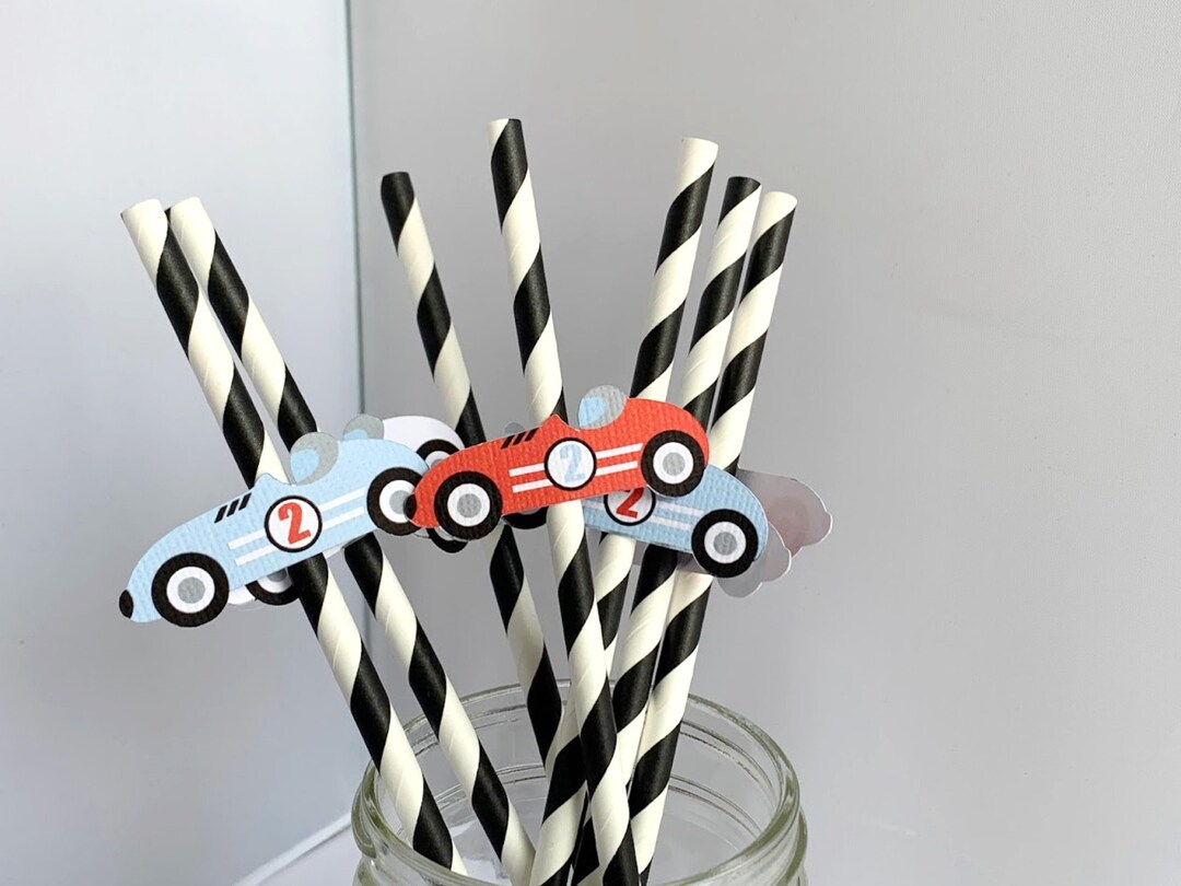 Vintage Race Car Straws Two Fast Birthday Party Decoration - Etsy