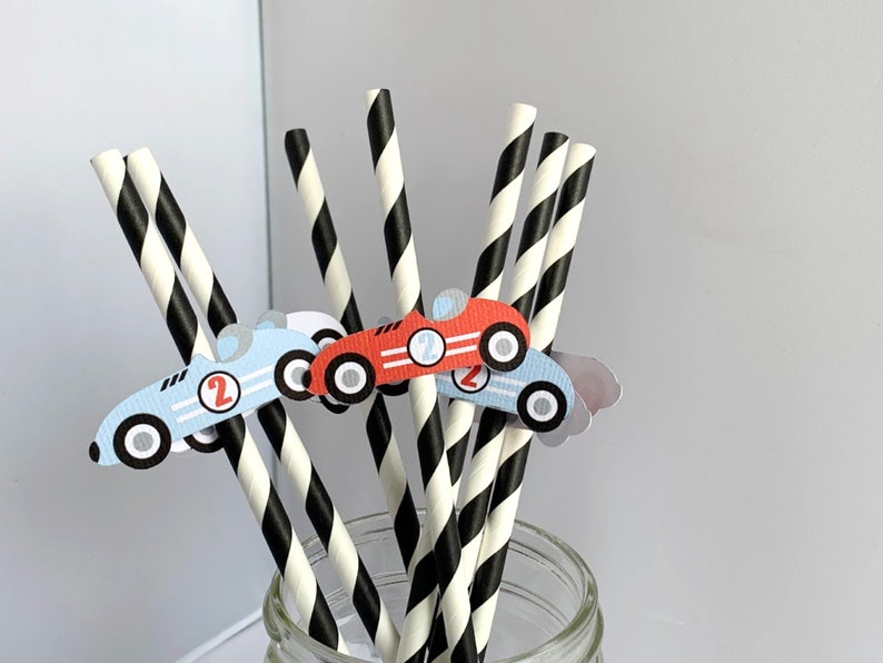 Vintage Race Car Straws Two Fast Birthday Party Decoration - Etsy