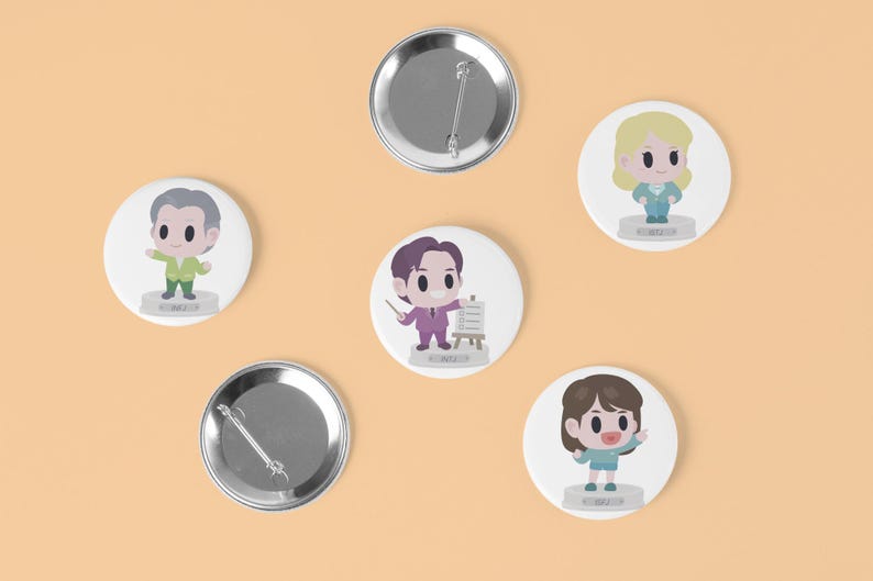 MBTI Personality Type Pin Cute Character Button Badges 16 Types ...