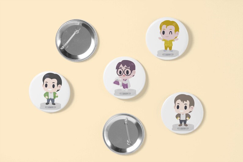 MBTI Personality Type Pin Cute Character Button Badges 16 Types ...