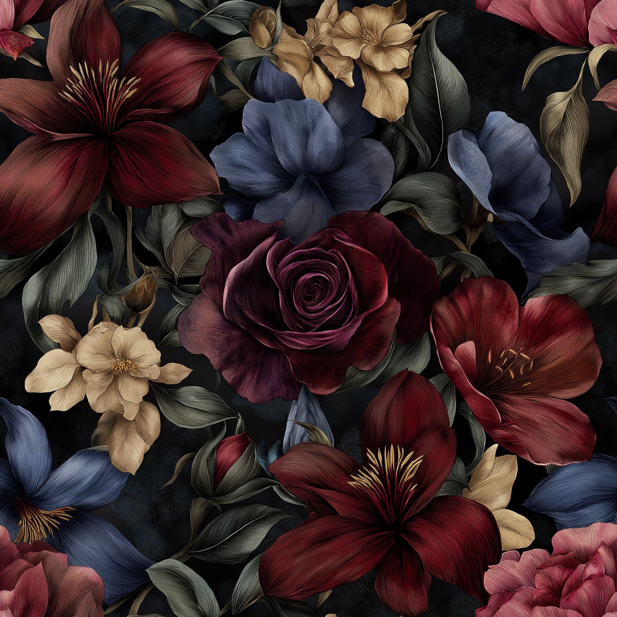 Dark Floral Pattern - Etsy