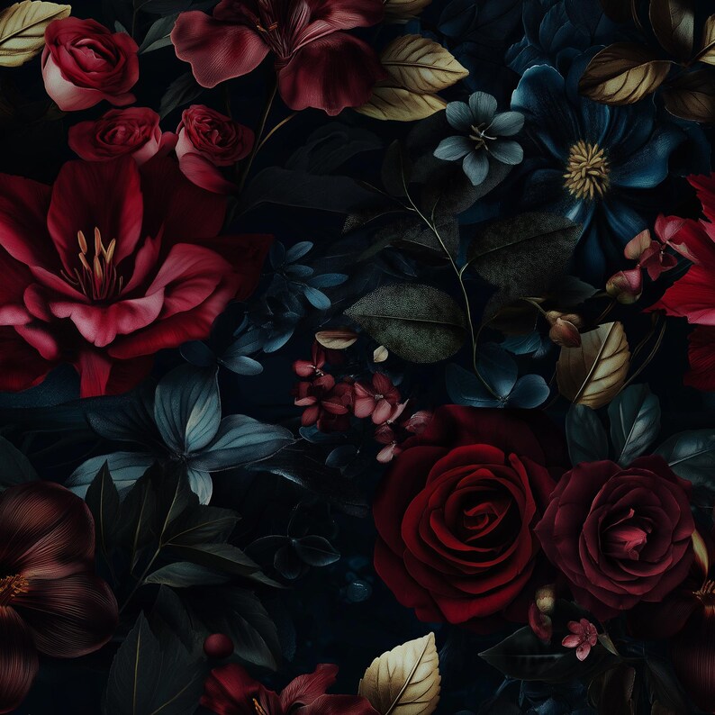 Dark Floral Pattern - Etsy