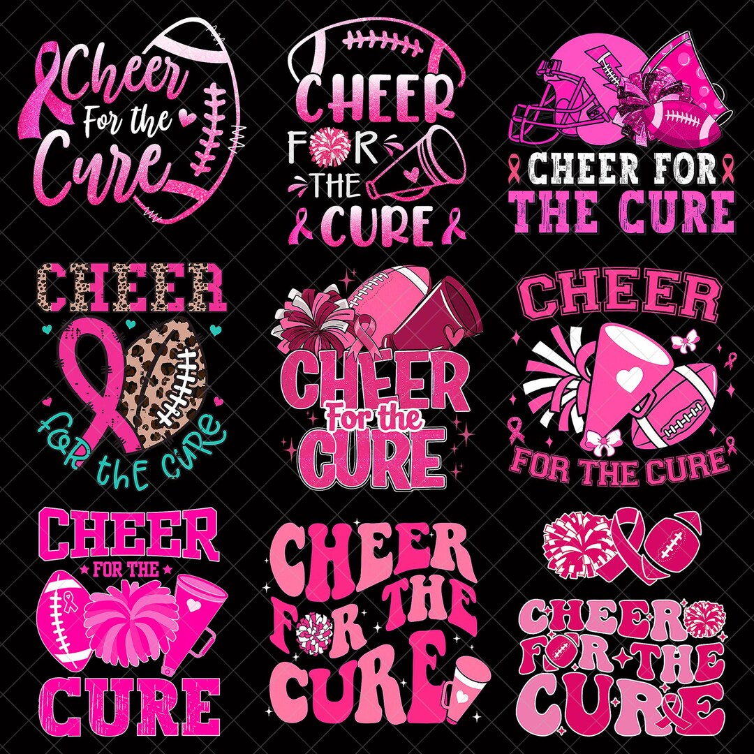 Cheer for the Cure PNG Bundle, Breast Cancer Awareness Cheerleading ...